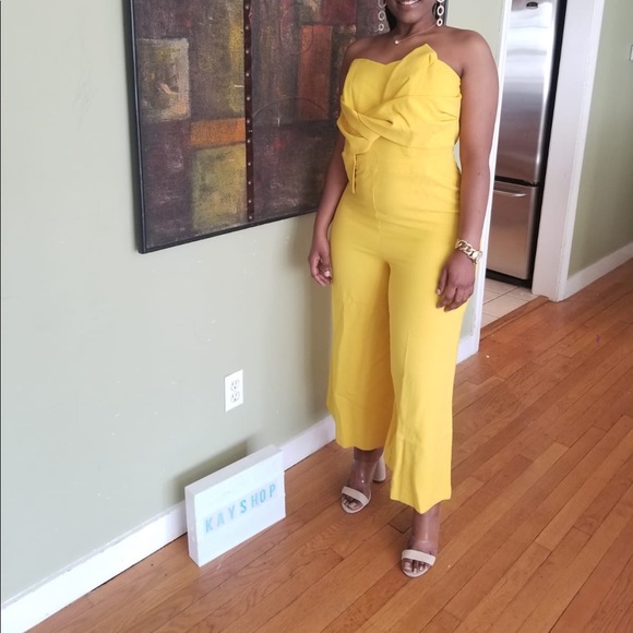 ASOS | Pants & Jumpsuits | Yellow Cocktail Bandeau Jumpsuit | Poshmark